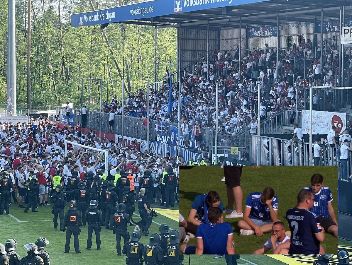Torcida do Hamburgo invade campo para celebrar acesso mas leva ducha de água fria futebol