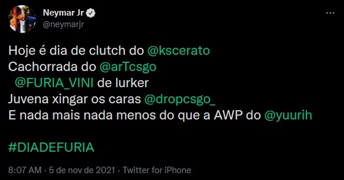 PGL Major Stockholm: Neymar apoia FURIA antes das quartas | cs:go | ge