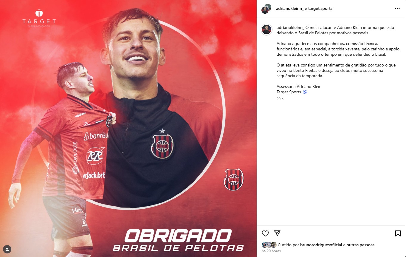 Manauara acerta com o atacante Adriano Klein, ex-Brasil de Pelotas ...