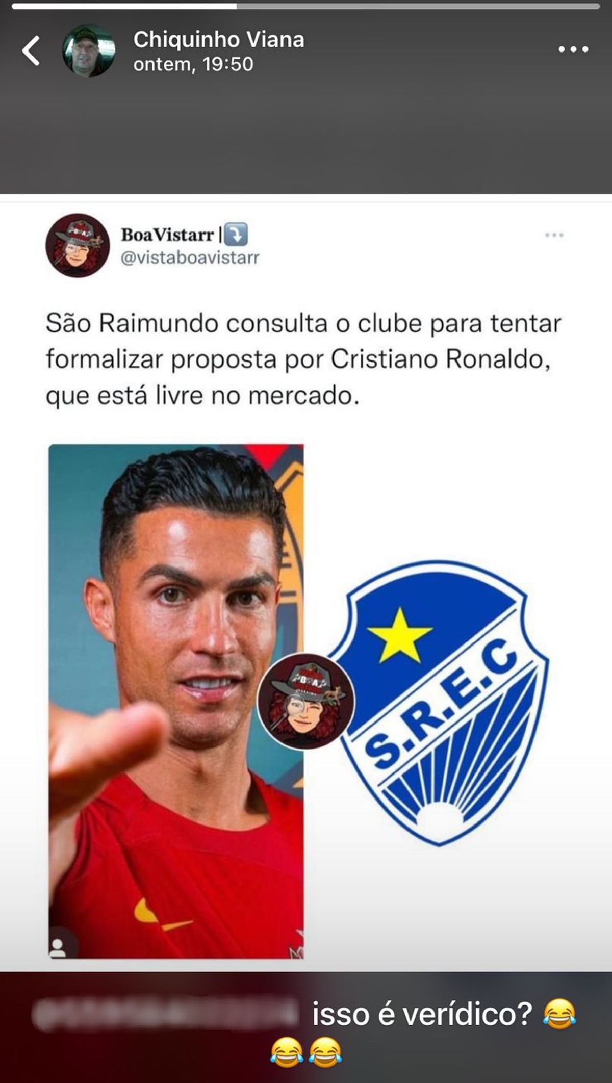 Cristiano Ronaldo no São Raimundo? Técnico publica meme sobre clube ...