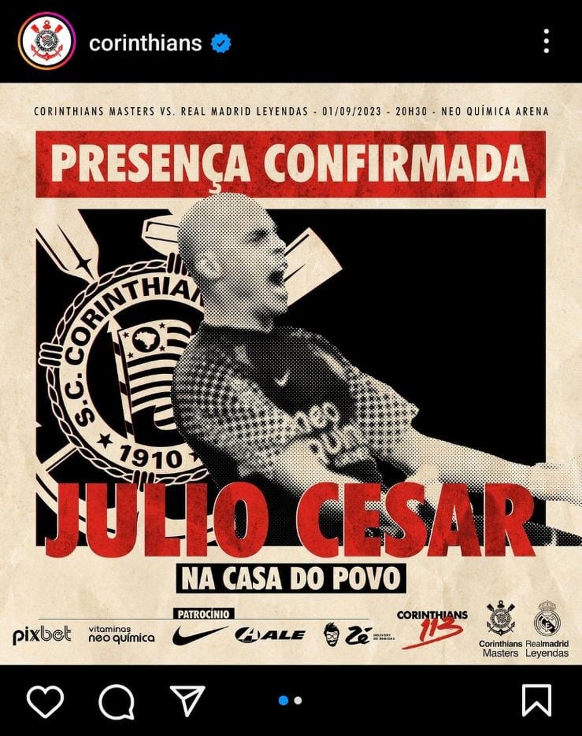 Julio Cesar participa de amistoso entre ex-jogadores de Corinthians e ...