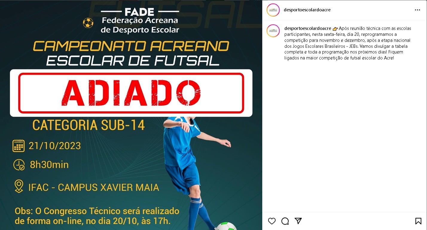 Curtinha: atendendo pedido de escolas, Fade suspende Campeonato Escolar ...