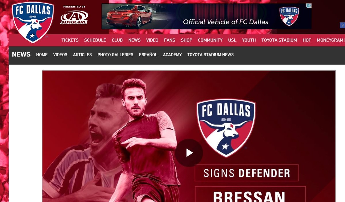 Agora ex-Grêmio, Bressan é anunciado oficialmente como reforço do FC Dallas