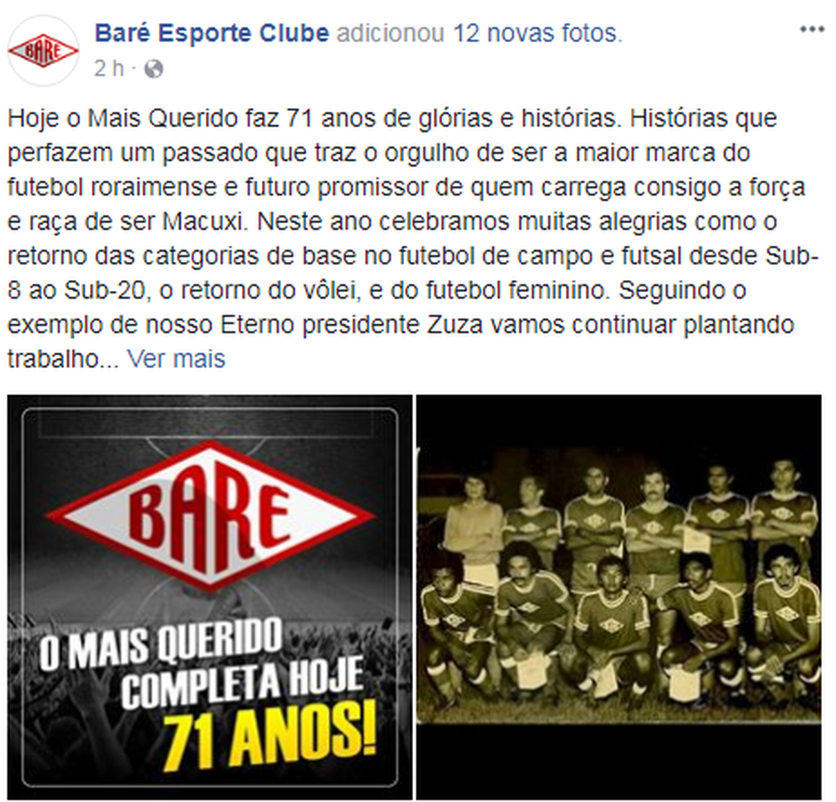 Atletas com passagem pelo Baré parabenizam clube pelos 71 anos | baré | ge