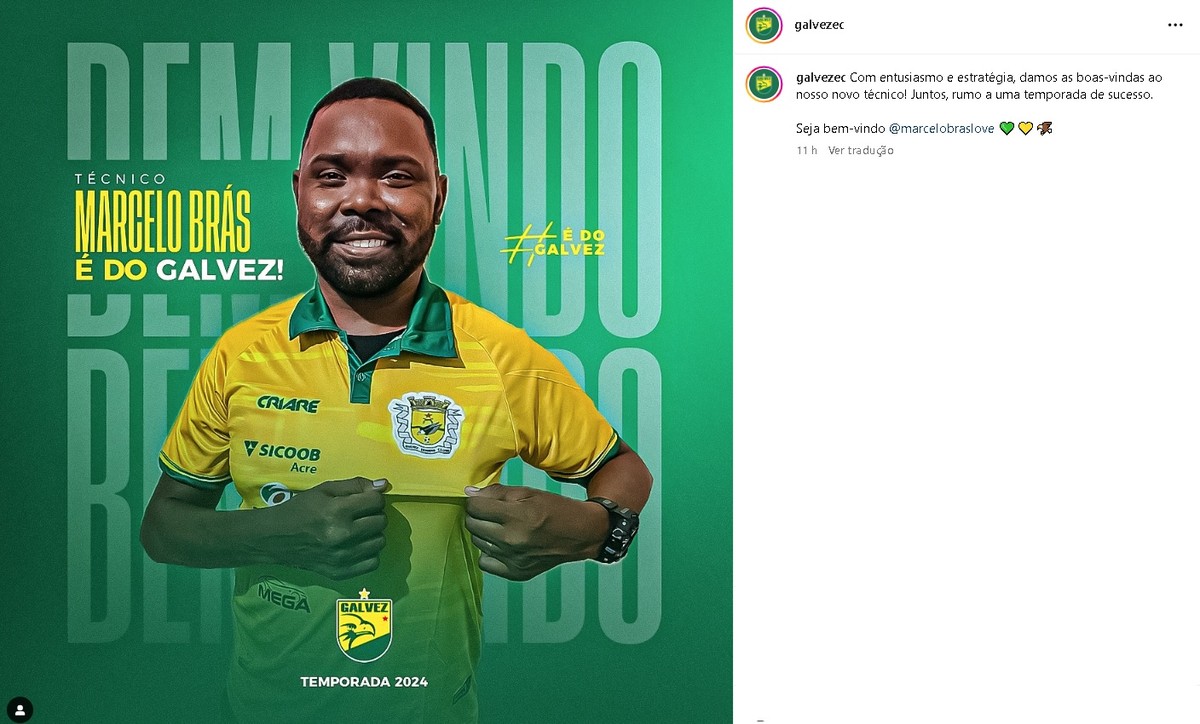 Galvez confirma Marcelo Brás como treinador para temporada 2024 ...