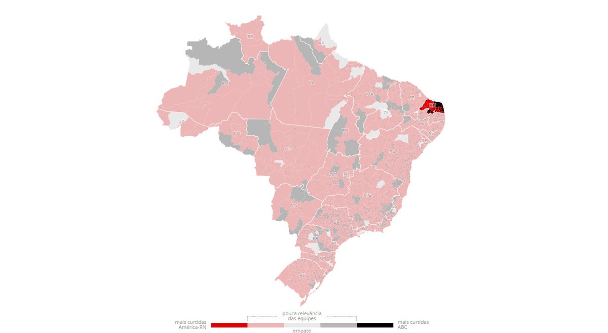 Mapa das curtidas: Sem contar o Flamengo, ABC lidera em Natal e no RN ...
