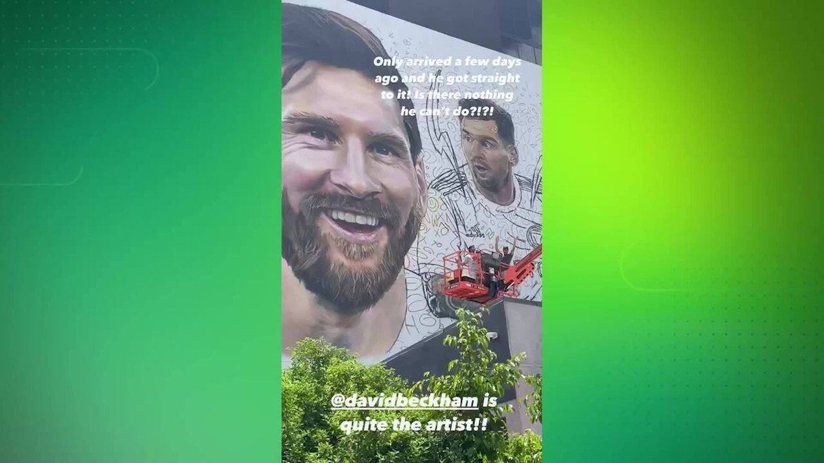 Antes de estrear no Inter Miami, Messi ganha mural "pintado" por David ...
