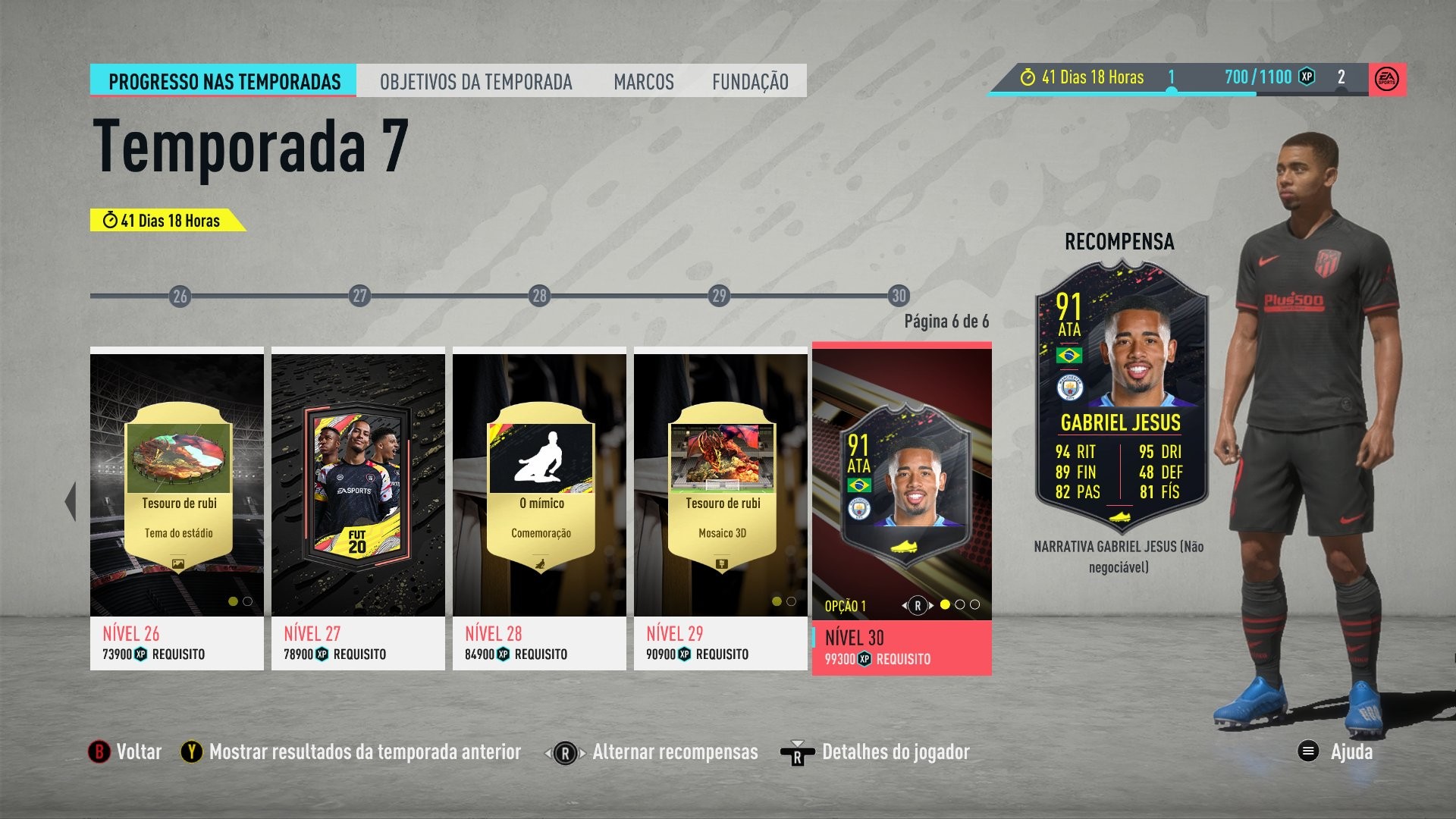 FIFA 20: Gabriel Jesus está entre as principais recompensas da sétima ...