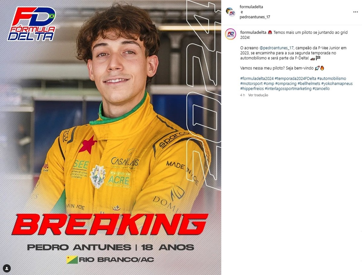 Piloto acreano Pedro Antunes é anunciado pela Fórmula Delta para 2024 ...