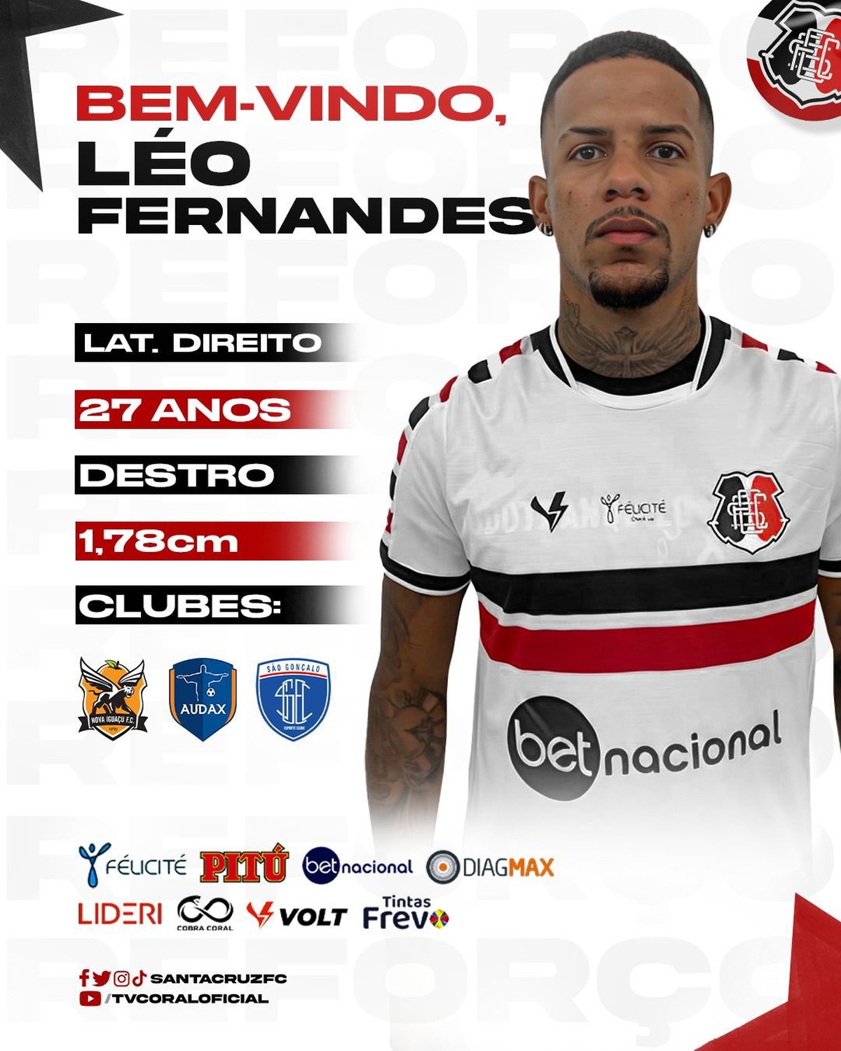 Santa Cruz anuncia a contratação do lateral-direito Léo Fernandes ...
