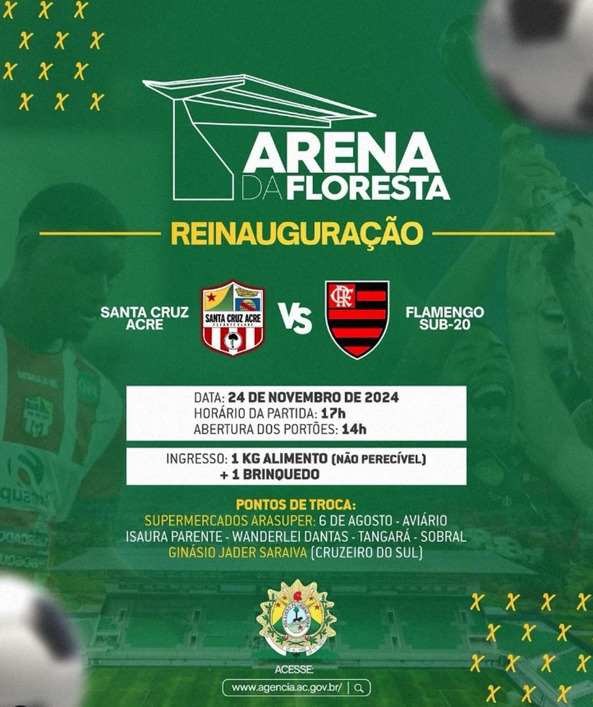 Reabertura da Arena da Floresta terá Santa Cruz-AC x Flamengo Sub-20 ...