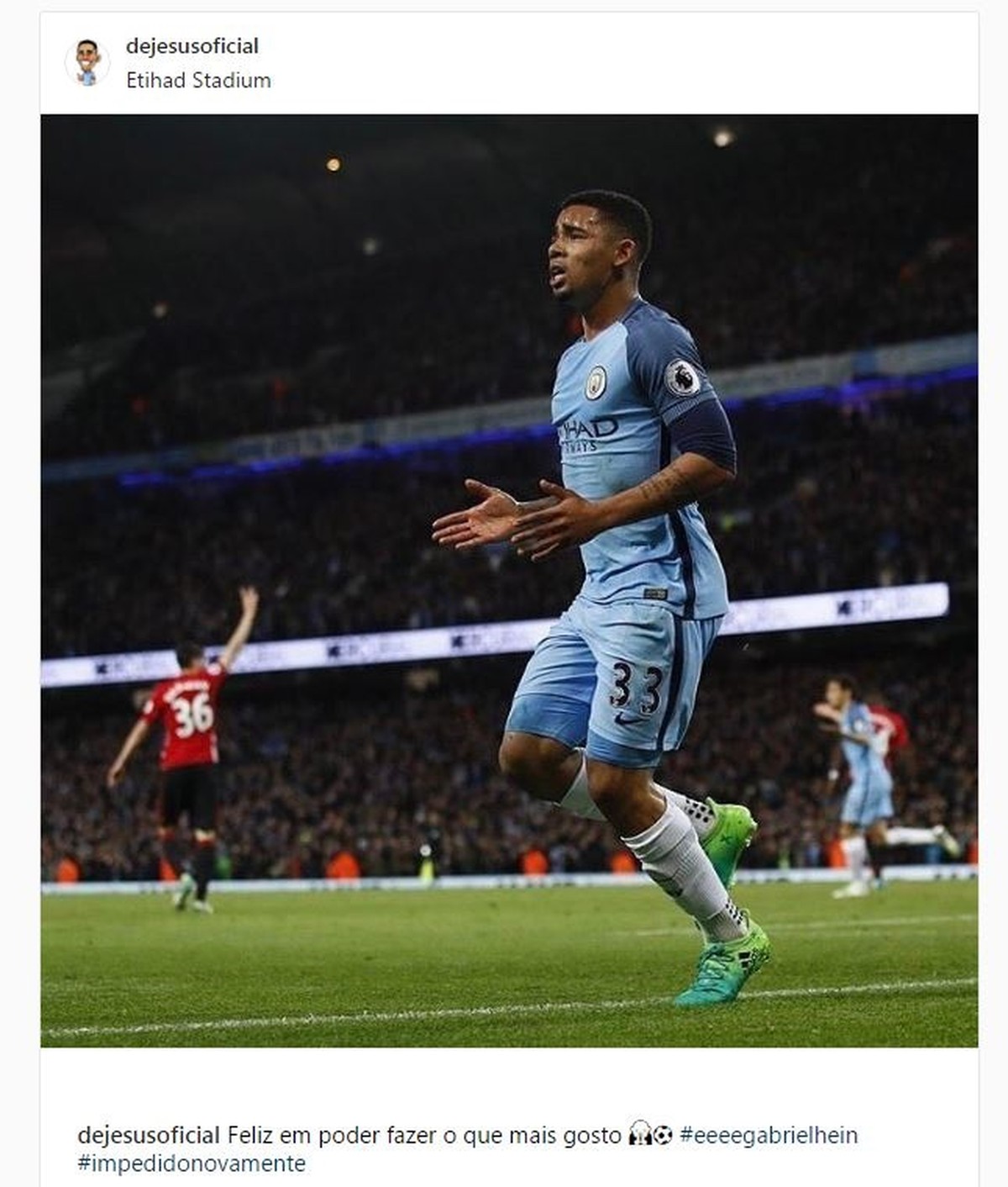 Gabriel Jesus festeja volta, mas lamenta gol anulado: # ...