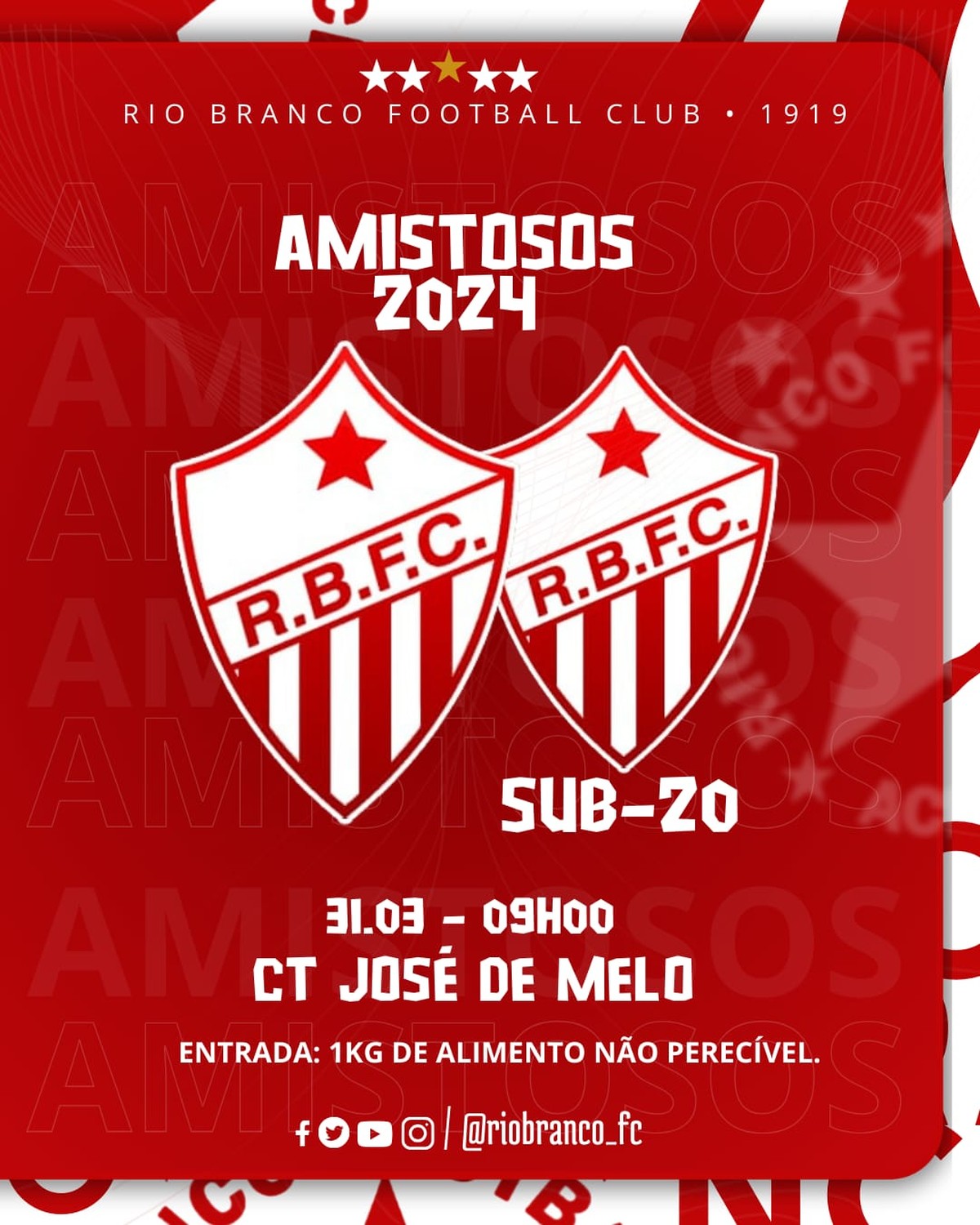 Rio Branco-AC enfrenta Rio Branco-AC Sub-20 em amistoso neste domingo ...
