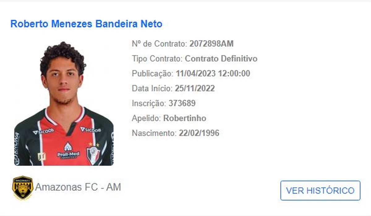 De volta? Robertinho é regularizado pelo Amazonas no BID | amazonas fc | ge