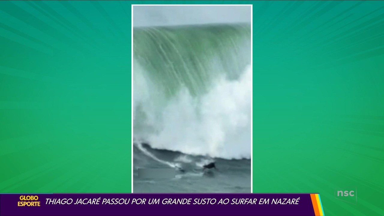 Thiago Jacaré: Queda em Nazaré, onda gigante | Ge