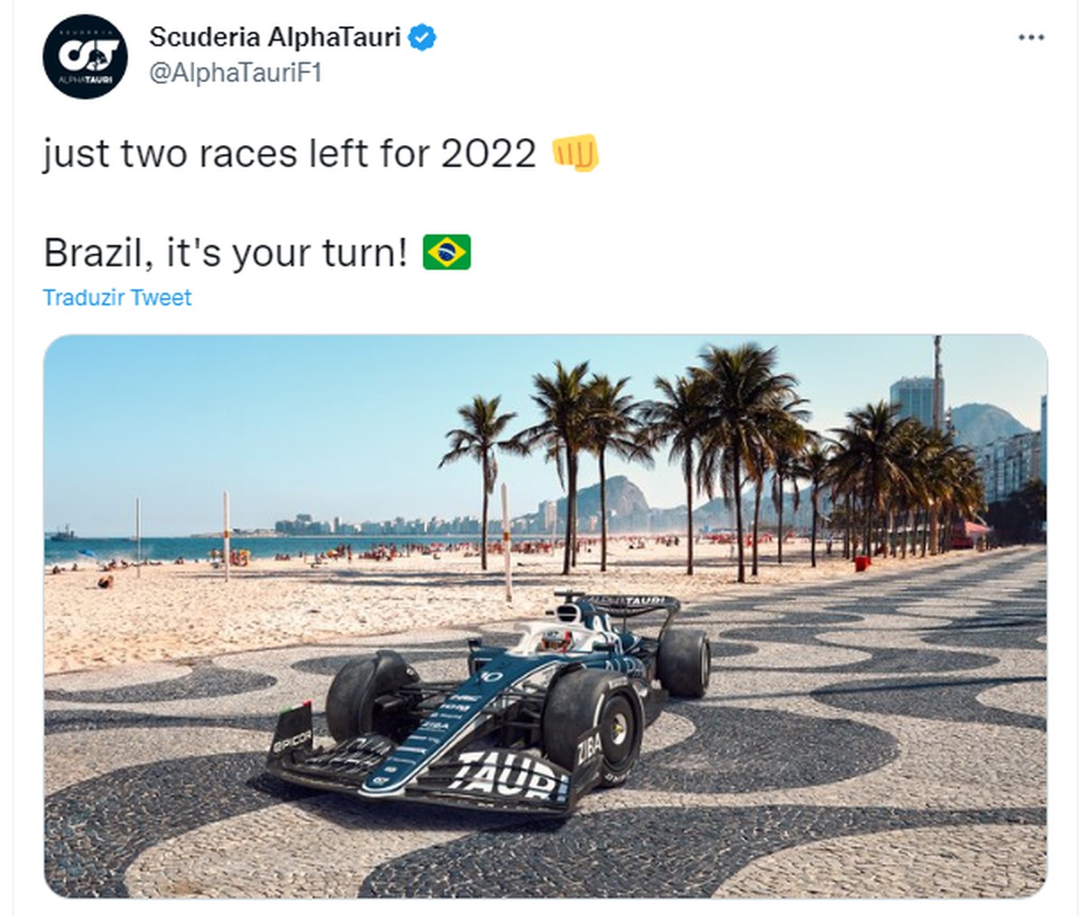 GP Brasil: AlphaTauri posta carro em praia do Rio, e internet não ...