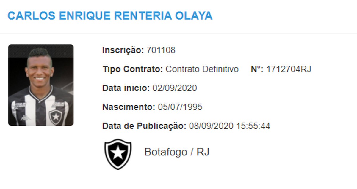 Rentería é regularizado pelo Botafogo e fica à disposição para ...