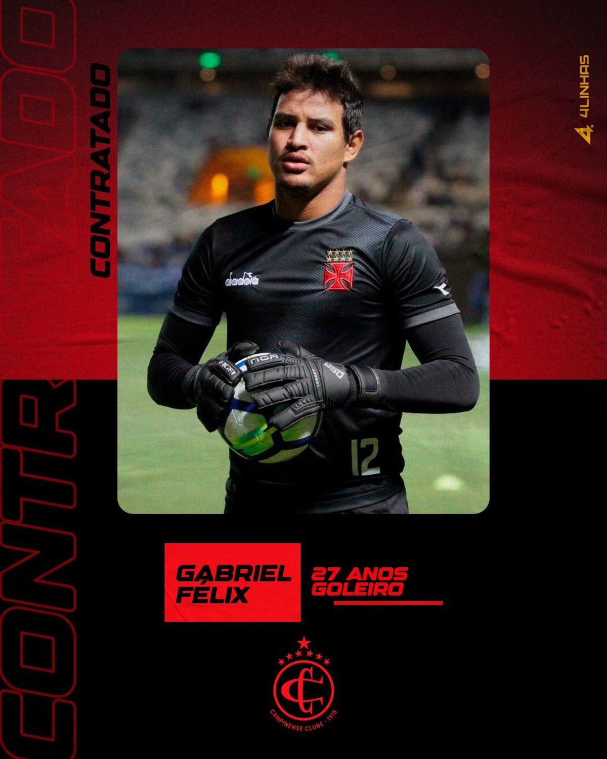 Campinense contrata o goleiro Gabriel Félix, ex-Vasco e Fortaleza ...