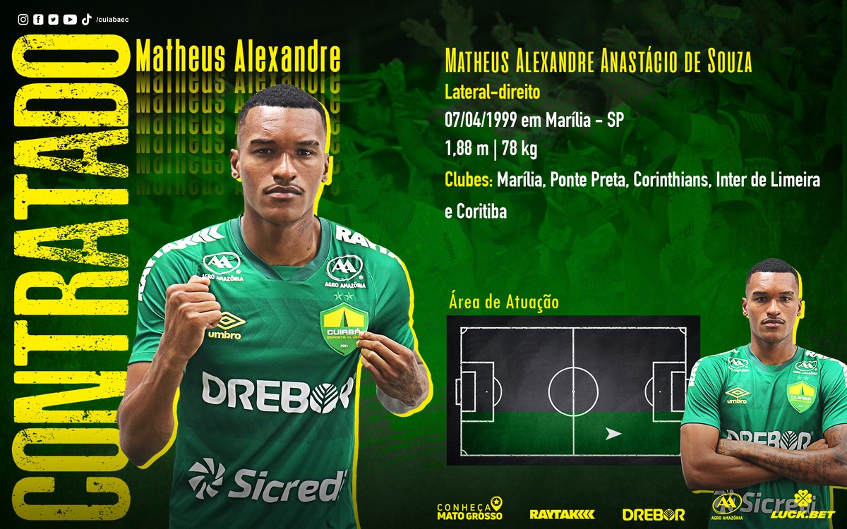 Mais um! Cuiabá oficializa lateral-direito Matheus Alexandre como ...
