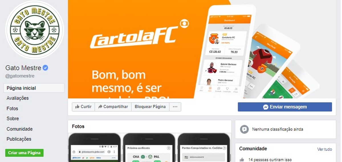 Cartola FC 2021: Gato Mestre lança páginas oficiais nas redes sociais