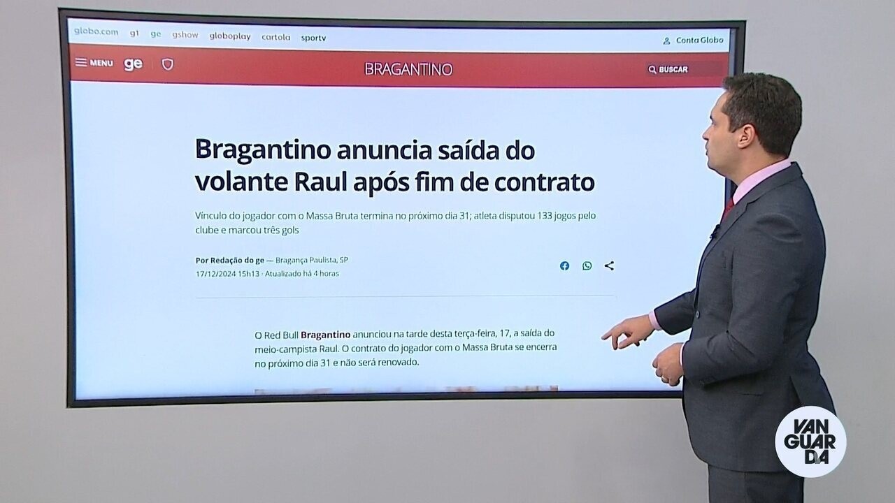Bragantino anuncia saída do volante Raul após fim de contrato | Ge