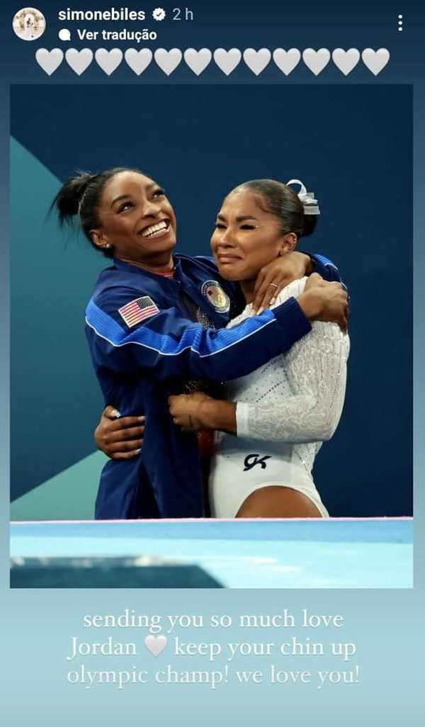 "Levanta a cabeça, campeã olímpica", posta Simone Biles para Jordan ...
