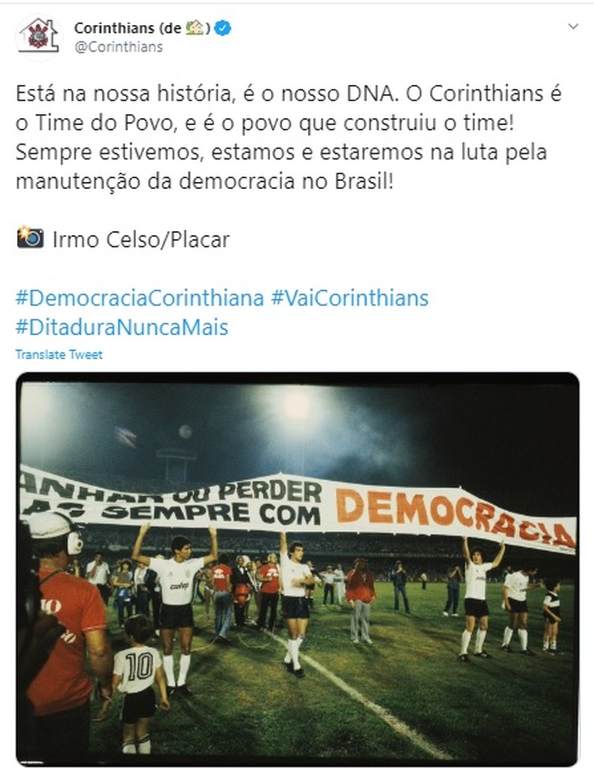 "É o nosso DNA": em aniversário do Golpe Militar, Corinthians relembra ...