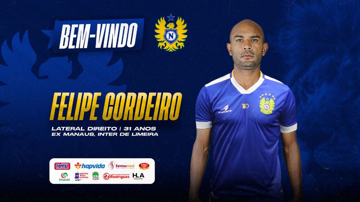 Nacional contrata lateral-direito Felipe Cordeiro por empréstimo do Manaus | nacional-am | ge