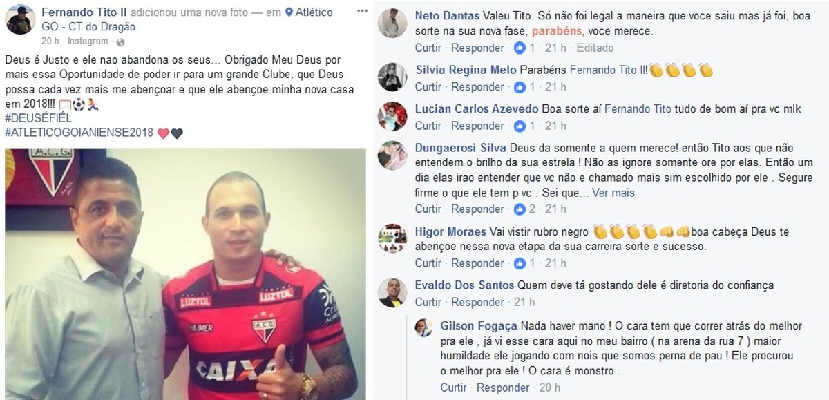Agora no Atlético-GO, Tito diz ter gratidão ao Confiança: "Apesar dos ...