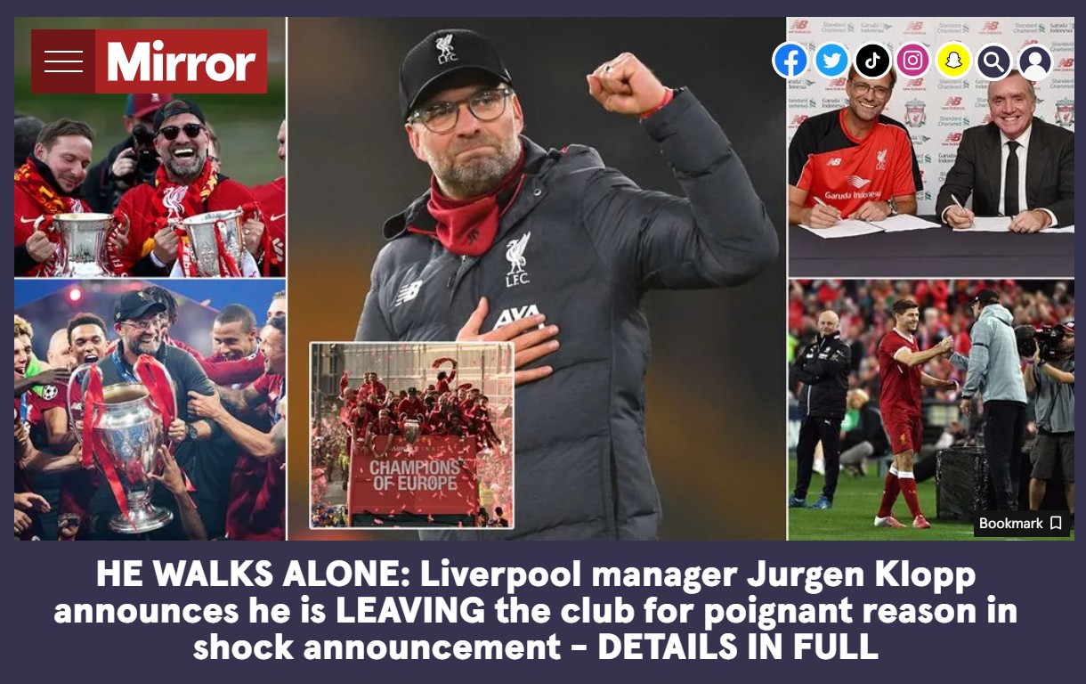 Mundo do futebol reage à saída de Klopp do Liverpool | Ge