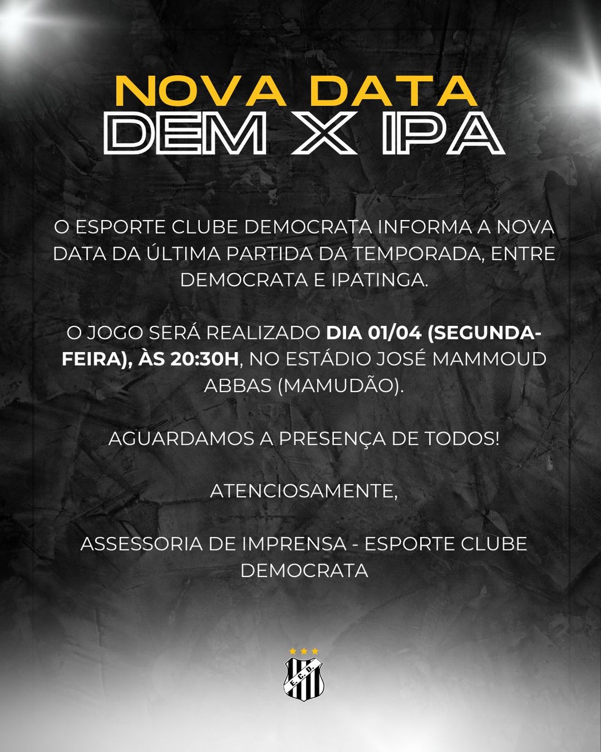 Clássico decisivo entre Democrata e Ipatinga é remarcado para o dia 1 ...
