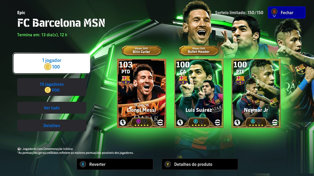 eFootball lança homenagem ao trio MSN, do Barcelona, com card 108